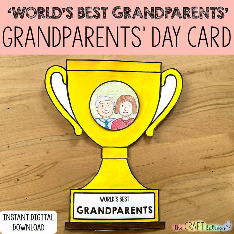 Grandparents' Day Card, Kids Coloring Card, World's Best Grandparents ...