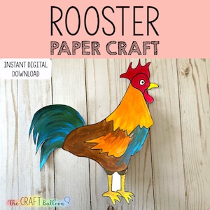 Rooster Craft (printable Craft Template) / Printable Kids Craft Digital ...