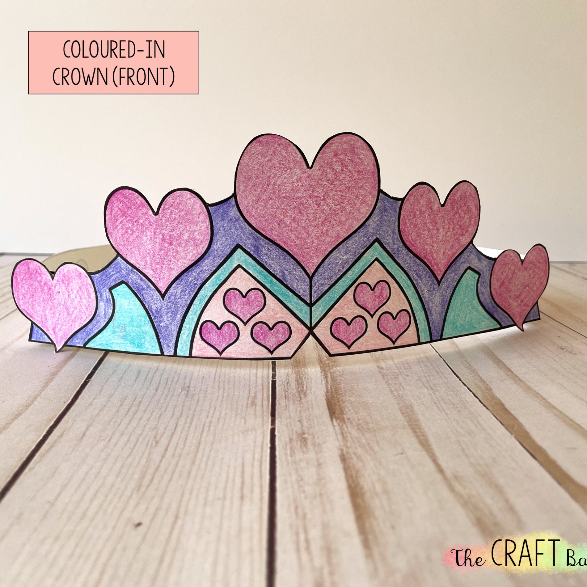 Heart Paper Crown (printable Template) / Paper Child's Headband Digital ...