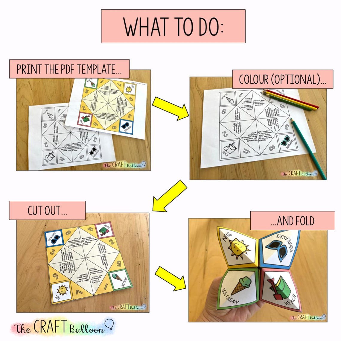 Summer Cootie Catcher (pdf Digital Download), Paper Fortune Teller ...