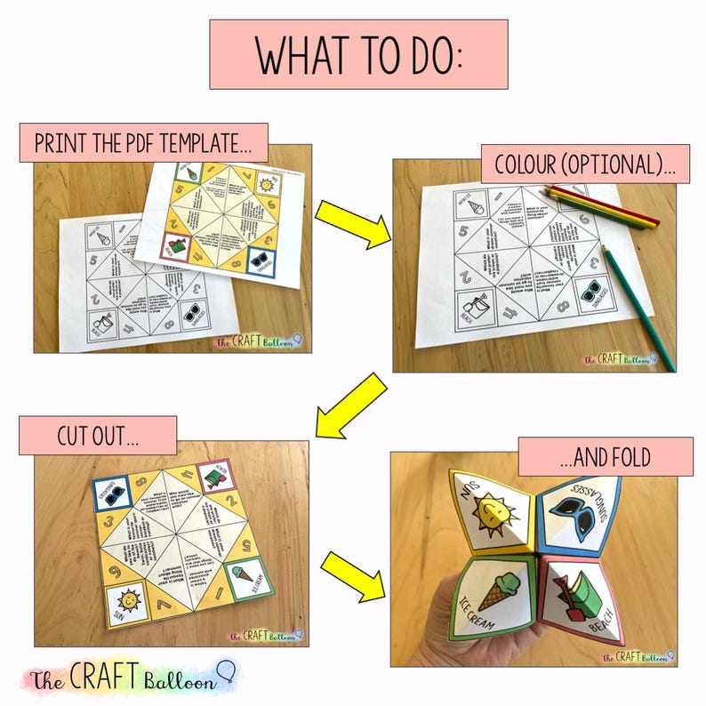 Summer Cootie Catcher (pdf Digital Download), Paper Fortune Teller ...