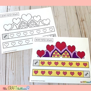Heart Paper Crown (printable Template) / Paper Child's Headband Digital ...