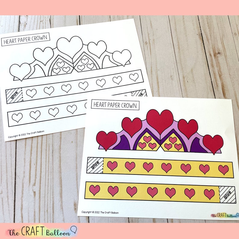 Heart Paper Crown (printable Template) / Paper Child's Headband Digital ...