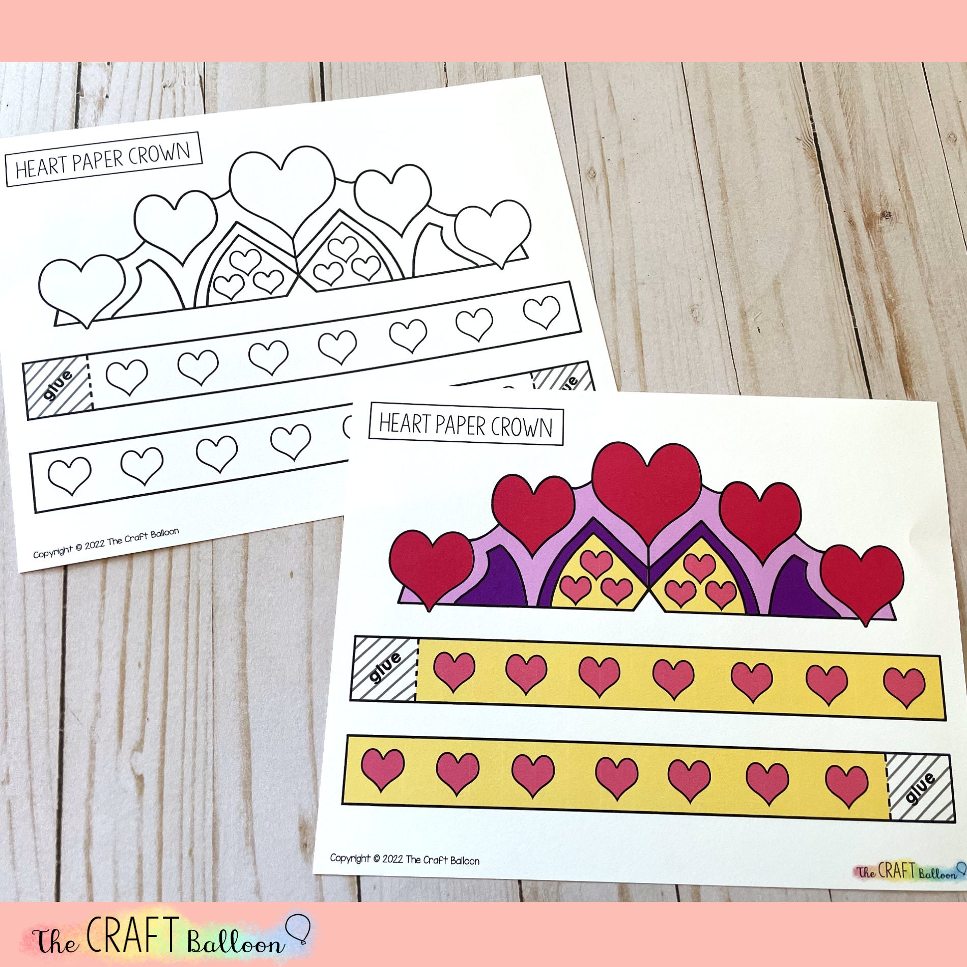 Heart Paper Crown (printable Template) / Paper Child's Headband Digital ...