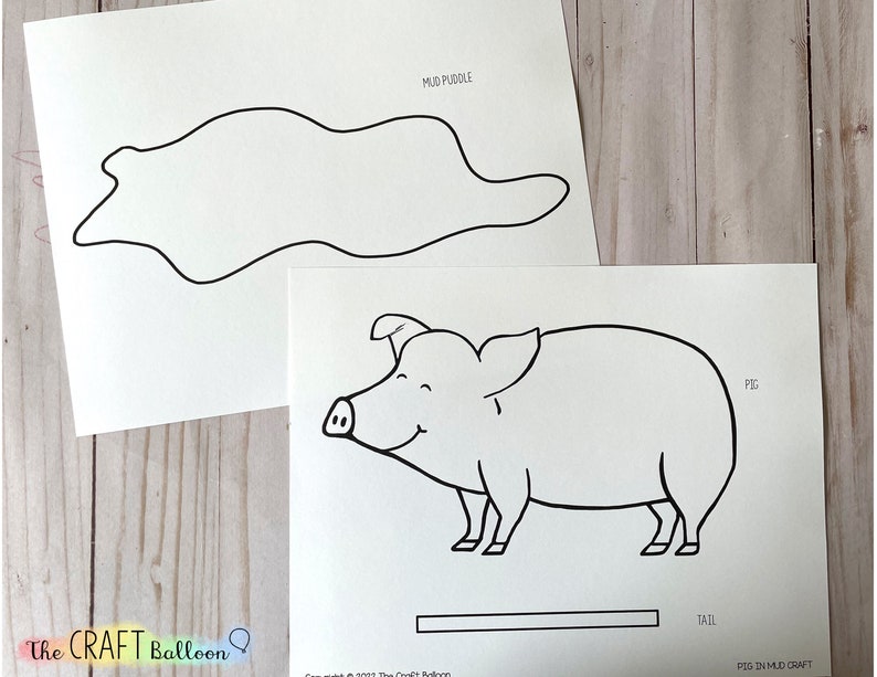 Pig in Mud Craft printable Craft Template / Printable Kids - Etsy