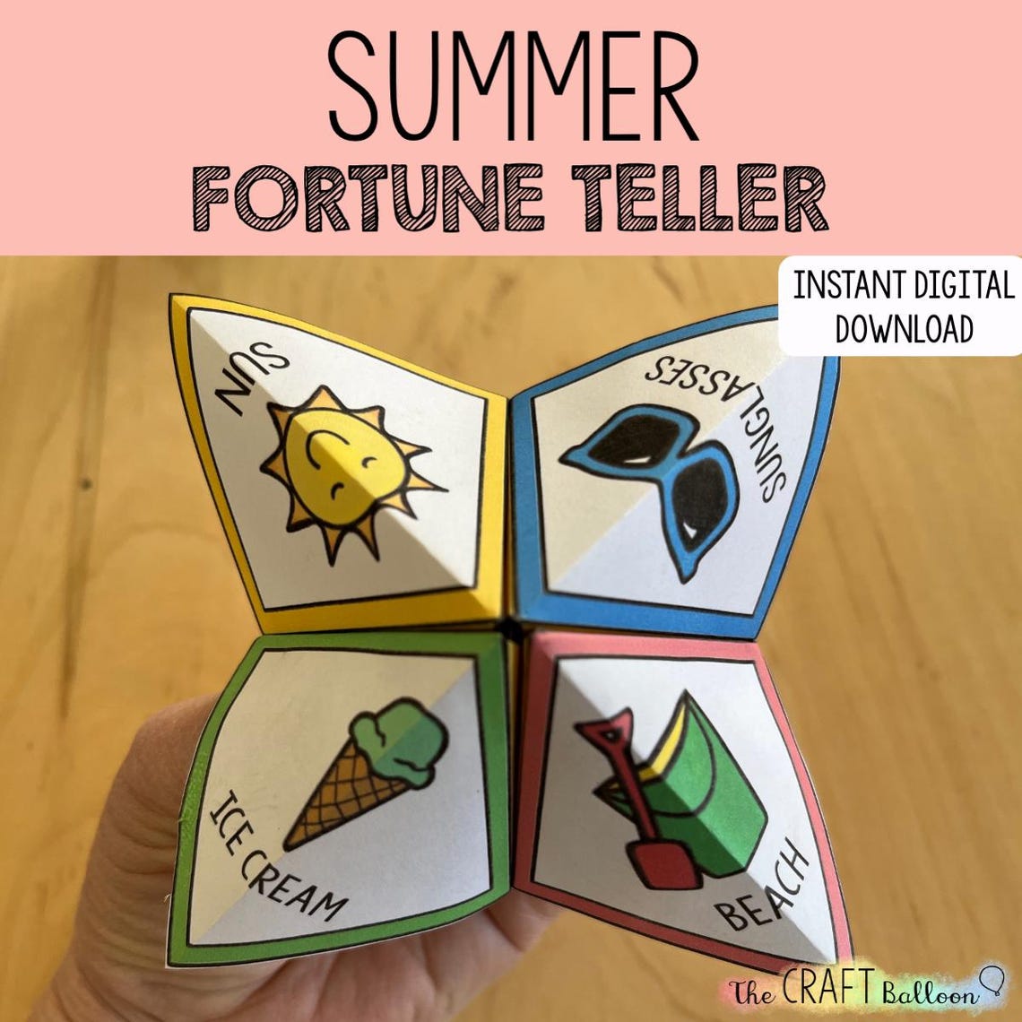 Summer Cootie Catcher (pdf Digital Download), Paper Fortune Teller ...
