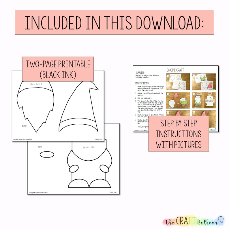 Gnome Craft printable Craft Template / Diy Gnome Craft for Kids ...