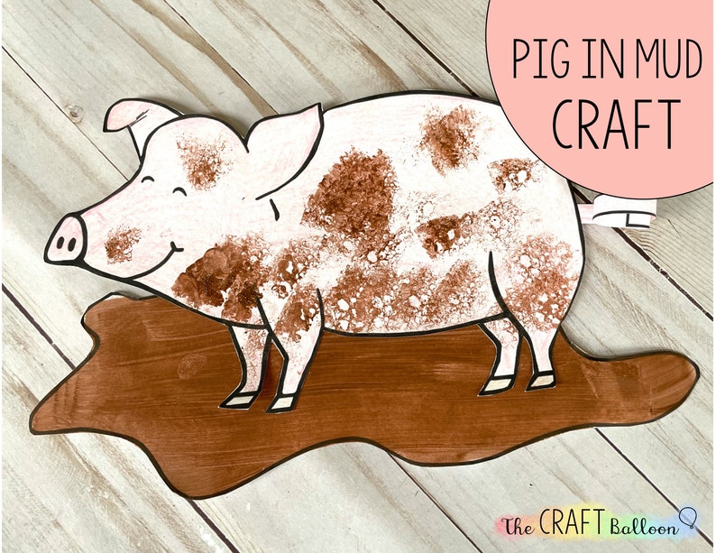 Pig in Mud Craft printable Craft Template / Printable Kids - Etsy
