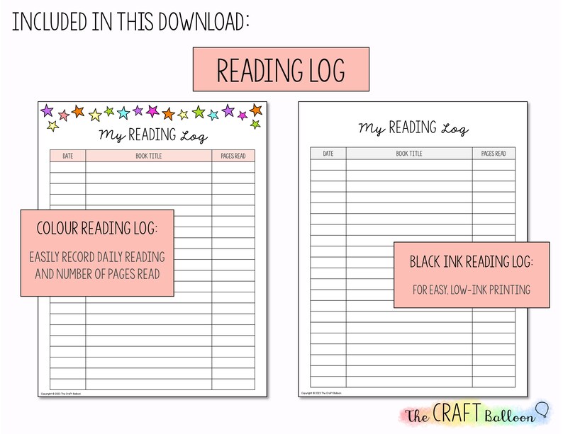 Reading Log / Book Log / Kids Reading Log / Book Log Children / Reading ...