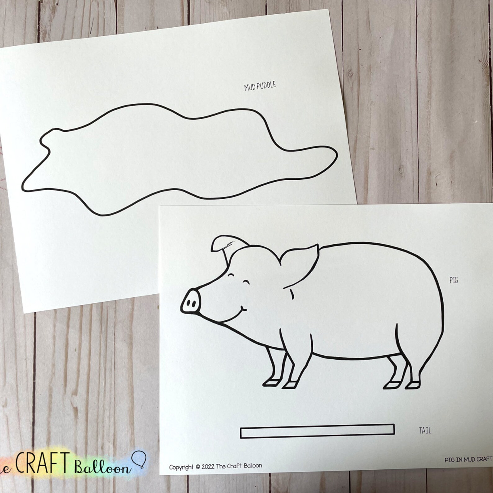 Pig in Mud Craft (printable Craft Template) / Printable Kids Craft ...