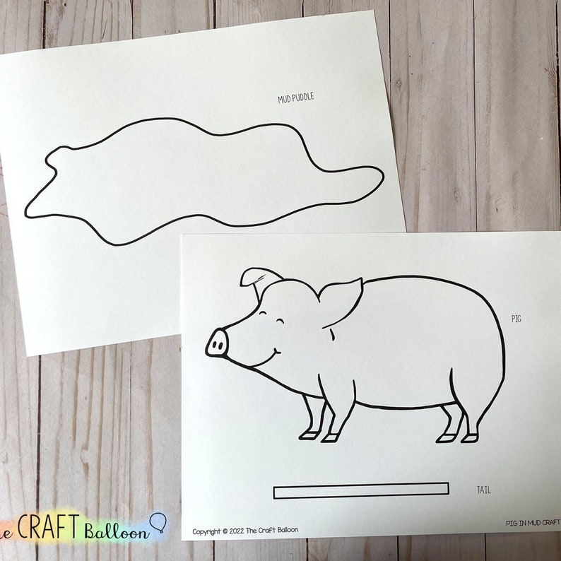 Pig in Mud Craft (printable Craft Template) / Printable Kids Craft ...