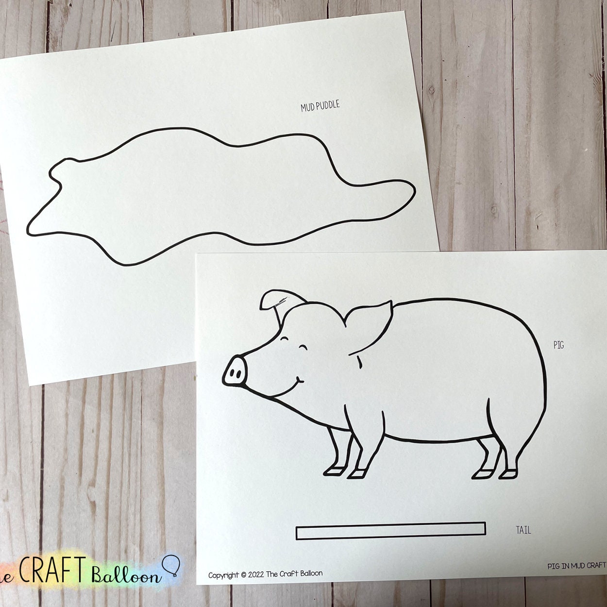Pig in Mud Craft (printable Craft Template) / Printable Kids Craft ...