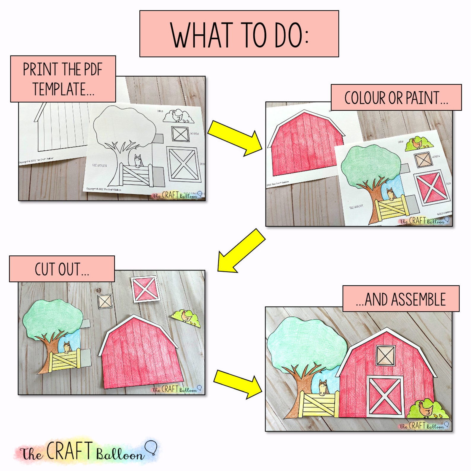 Build a Barnyard Craft (printable Template) / Printable Kids Craft ...