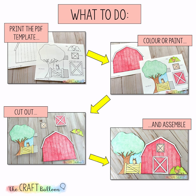 Build a Barnyard Craft (printable Template) / Printable Kids Craft ...