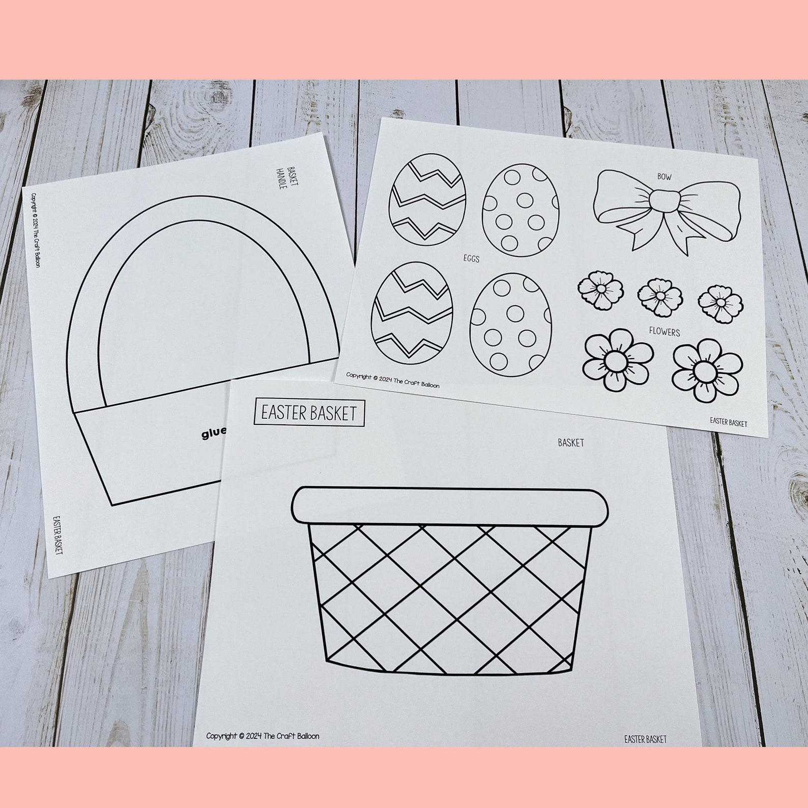 Easter Basket Paper Craft for Kids (printable Craft Template) / Easter ...