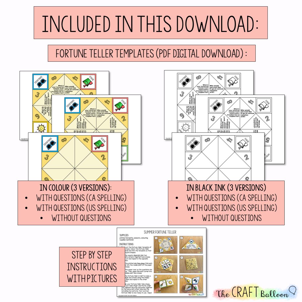Summer Cootie Catcher (pdf Digital Download), Paper Fortune Teller ...