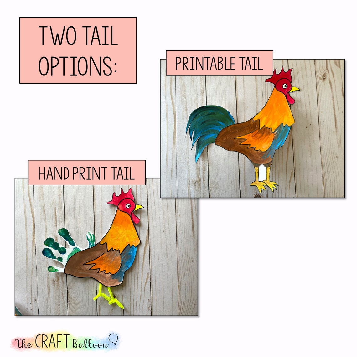 Rooster Craft printable Craft Template / Printable Kids Craft Digital ...