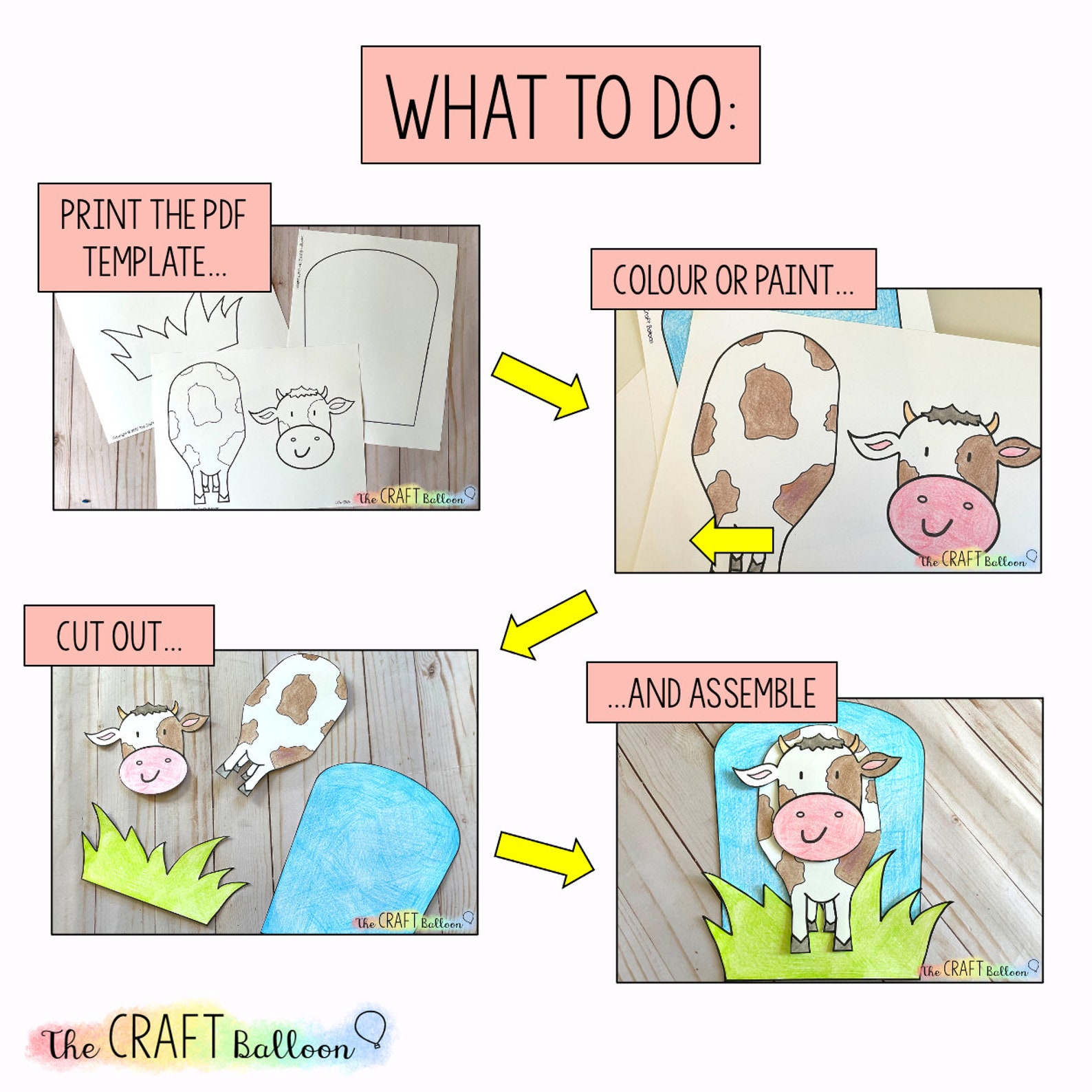 Cow Craft (printable Craft Template) / Printable Kids Craft Digital ...