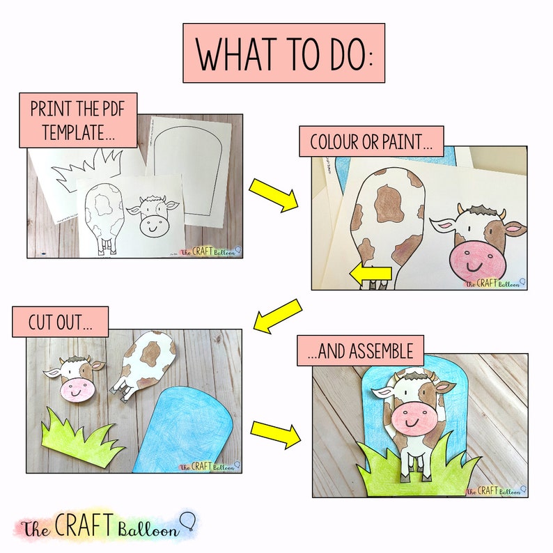 Cow Craft (printable Craft Template) / Printable Kids Craft Digital ...