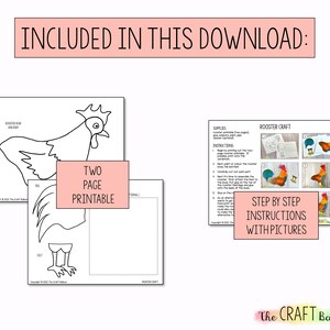 Rooster Craft printable Craft Template / Printable Kids - Etsy Canada