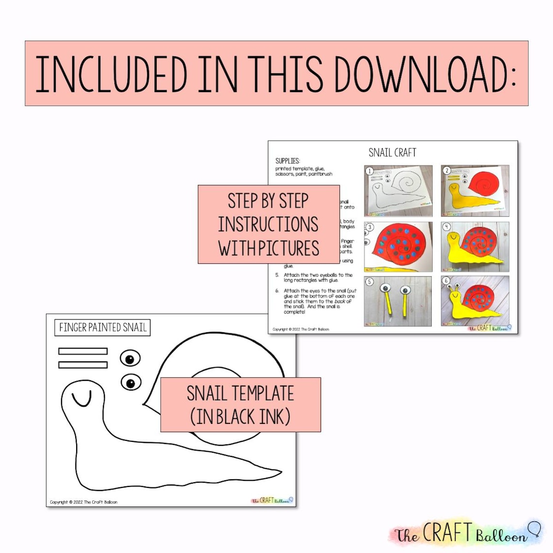 Snail Craft (printable Craft Template) / Printable Kids Craft Digital ...