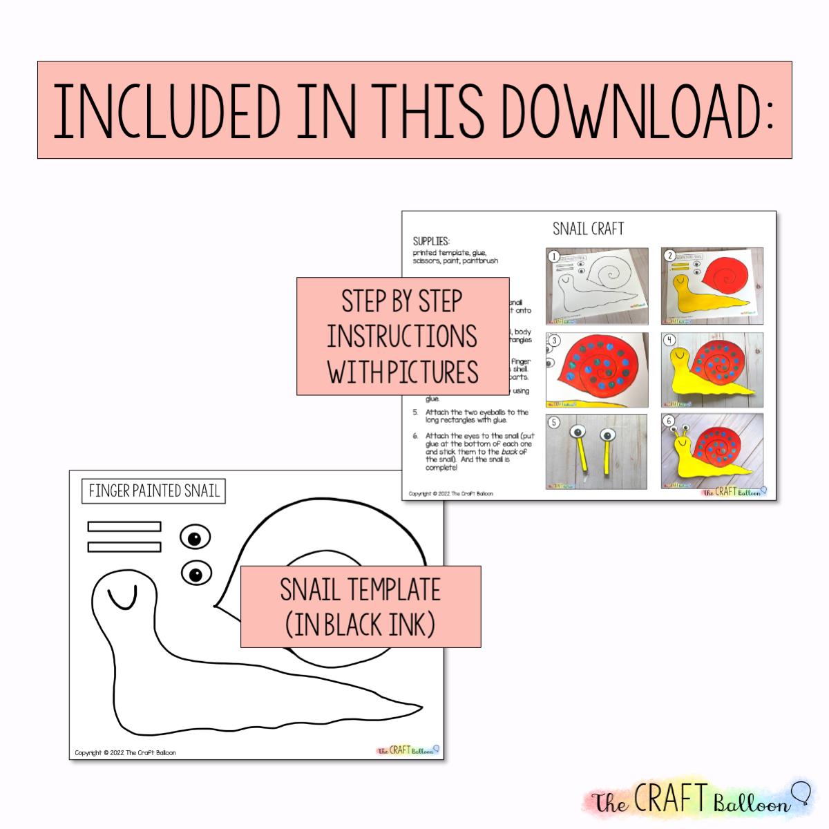 Snail Craft (printable Craft Template) / Printable Kids Craft Digital ...