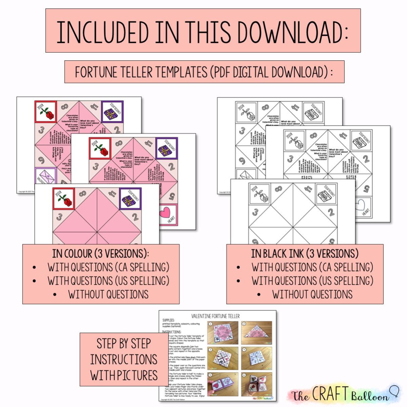 Valentine Cootie Catcher (pdf Digital Download), Kids Paper Fortune ...
