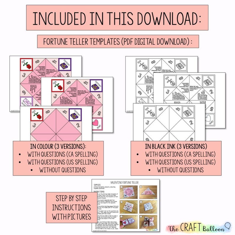 Valentine Cootie Catcher (pdf Digital Download), Kids Paper Fortune ...