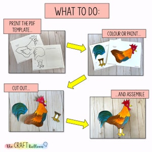 Rooster Craft (printable Craft Template) / Printable Kids Craft Digital ...