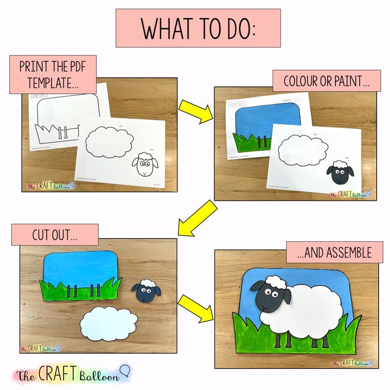Sheep Craft for Kids, Cut and Paste Activity, Lamb Craft Project for ...