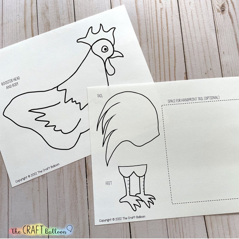 Rooster Craft (printable Craft Template) / Printable Kids Craft Digital ...