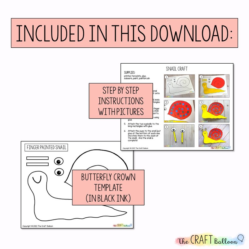 Snail Craft printable Craft Template / Printable Kids Craft Digital ...