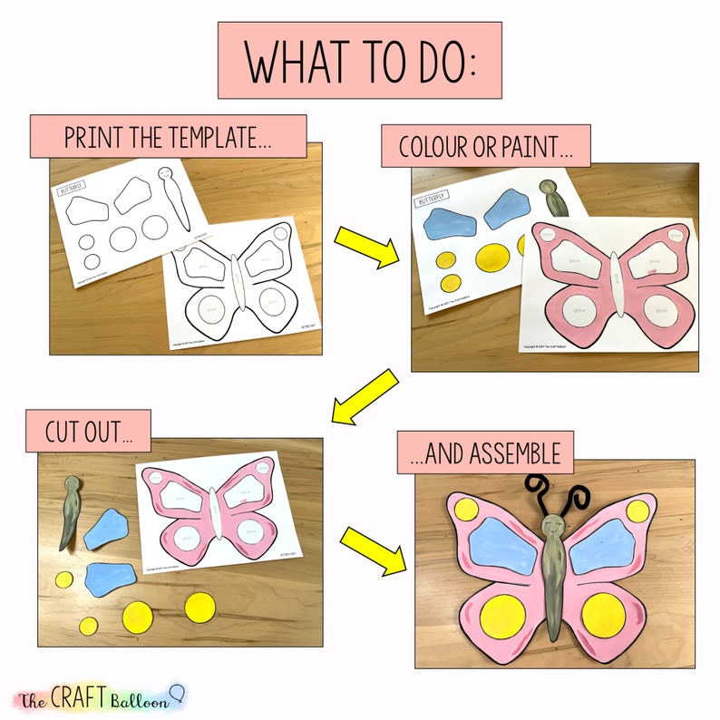 Butterfly Paper Craft (printable Craft Template) Children's Spring ...