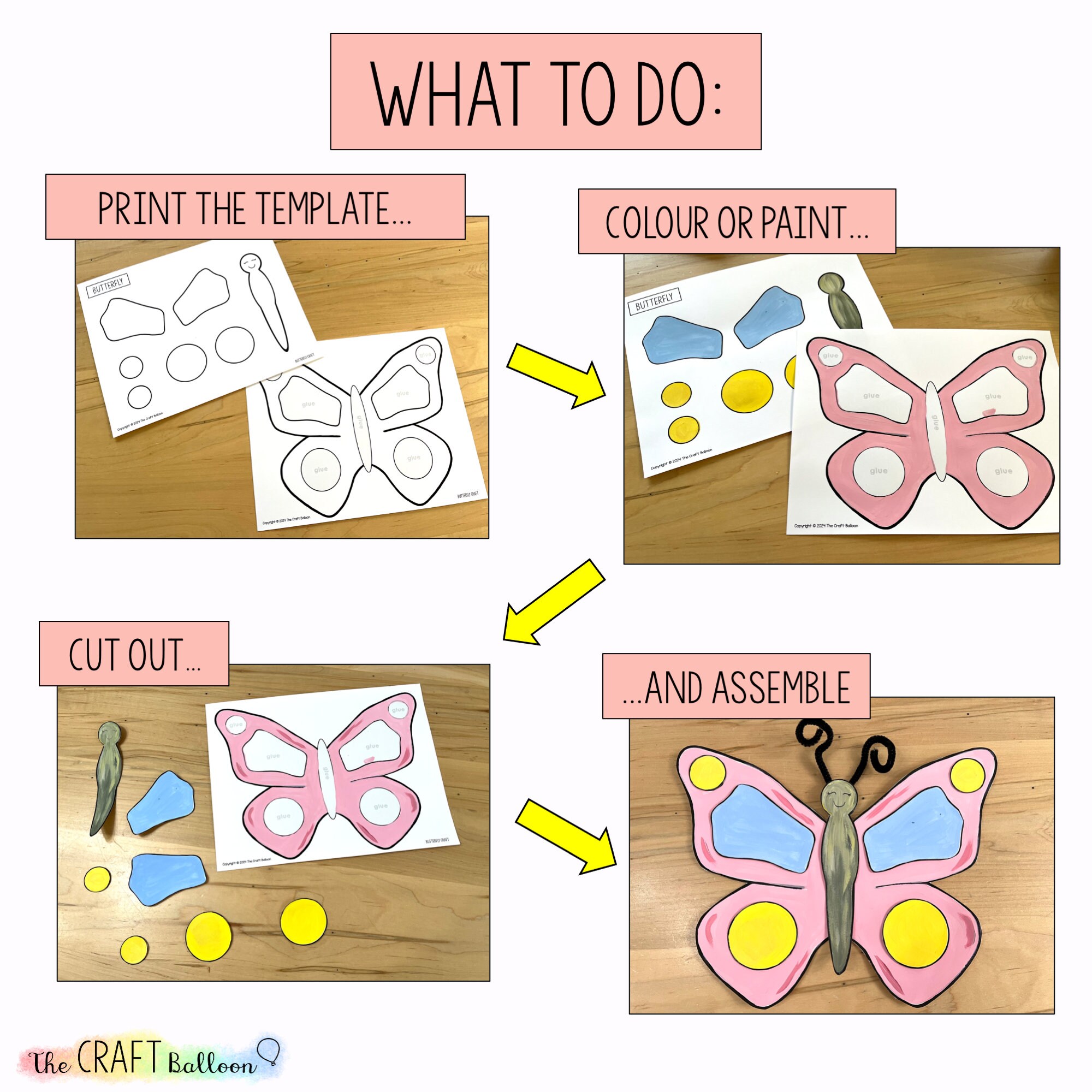 Butterfly Paper Craft (printable Craft Template) Children's Spring ...