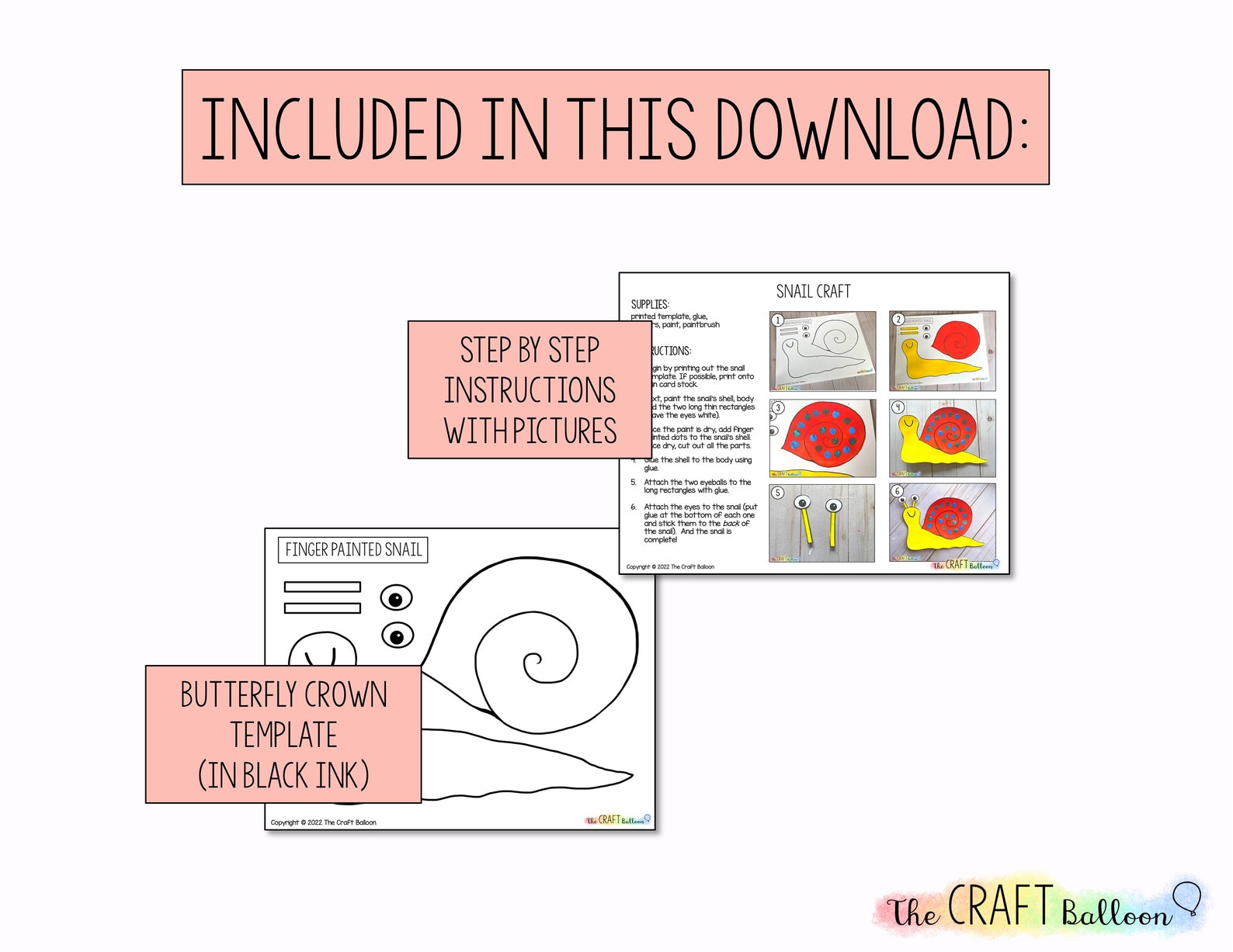 Snail Craft printable Craft Template / Printable Kids Craft - Etsy Canada