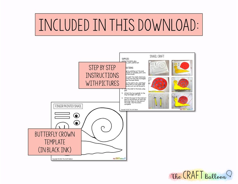 Snail Craft printable Craft Template / Printable Kids Craft - Etsy