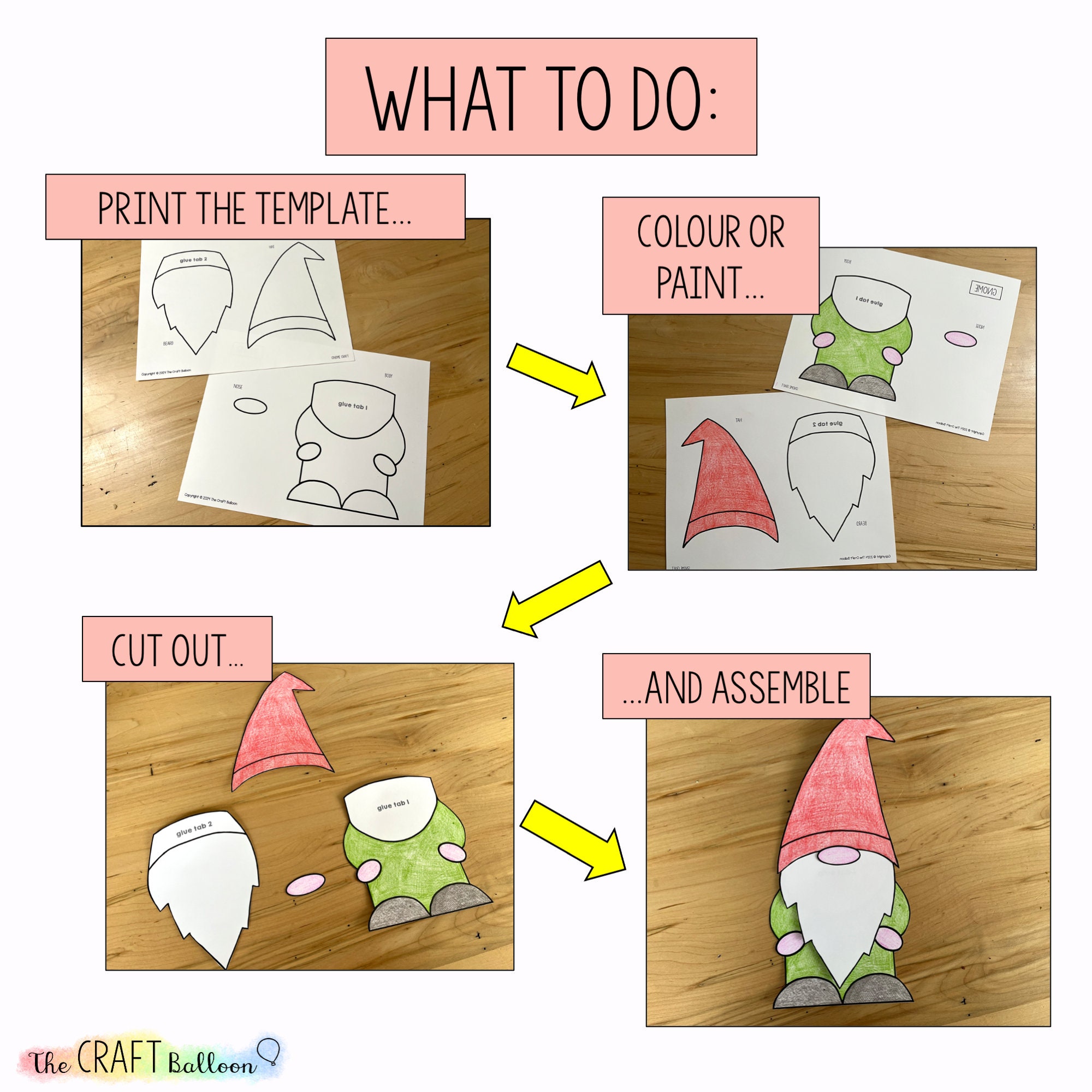 Gnome Craft (printable Craft Template) / Diy Gnome Craft for Kids ...