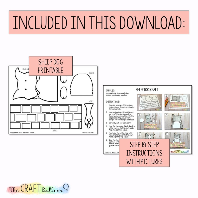 Sheep Dog Craft (printable Craft Template) / Printable Kids Craft ...