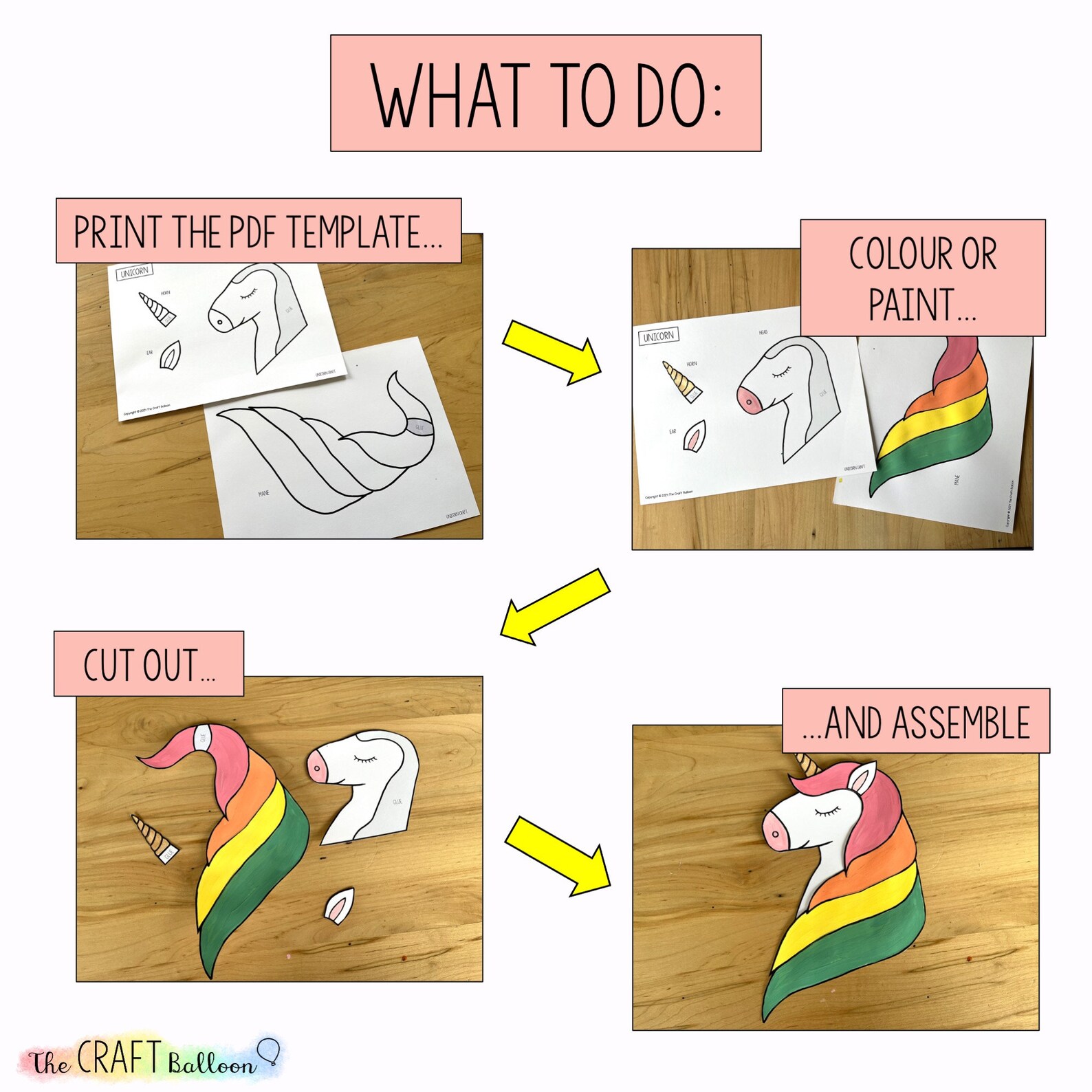 Unicorn Craft (printable Craft Template) / Kids Unicorn Activity ...
