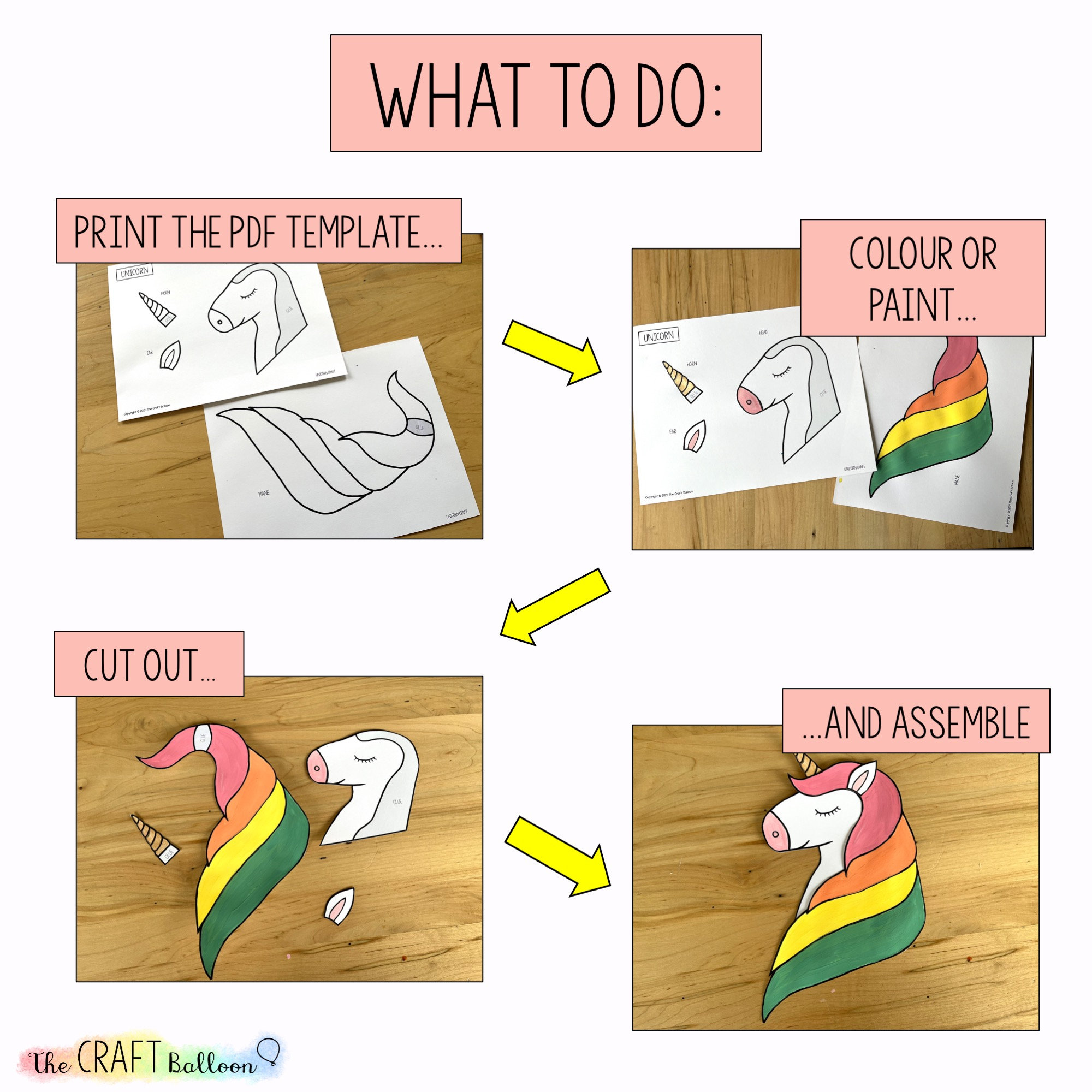 Unicorn Craft (printable Craft Template) / Kids Unicorn Activity ...