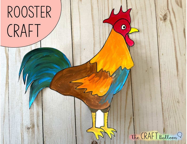 Rooster Craft printable Craft Template / Printable Kids - Etsy