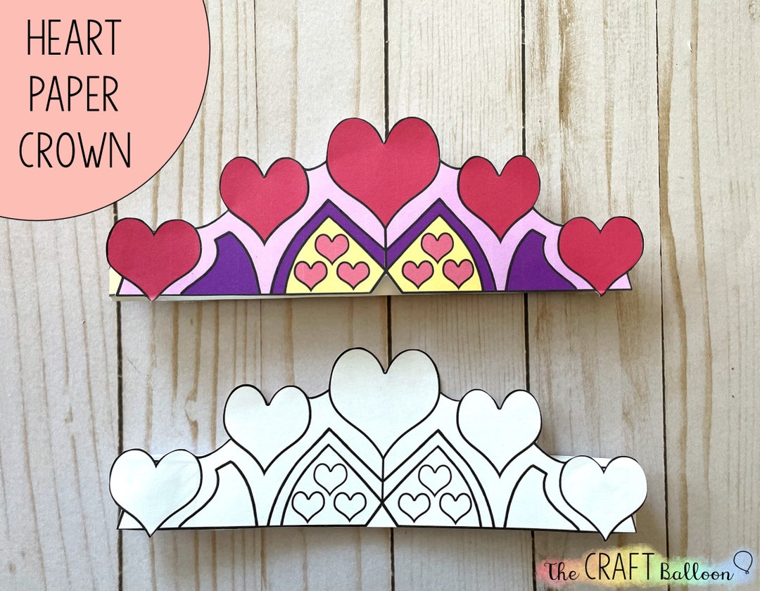 Heart Paper Crown printable Template / Paper Child's - Etsy