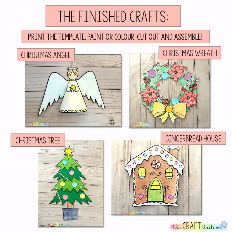 Christmas Paper Craft Bundle (printable Craft Templates) / Christmas ...