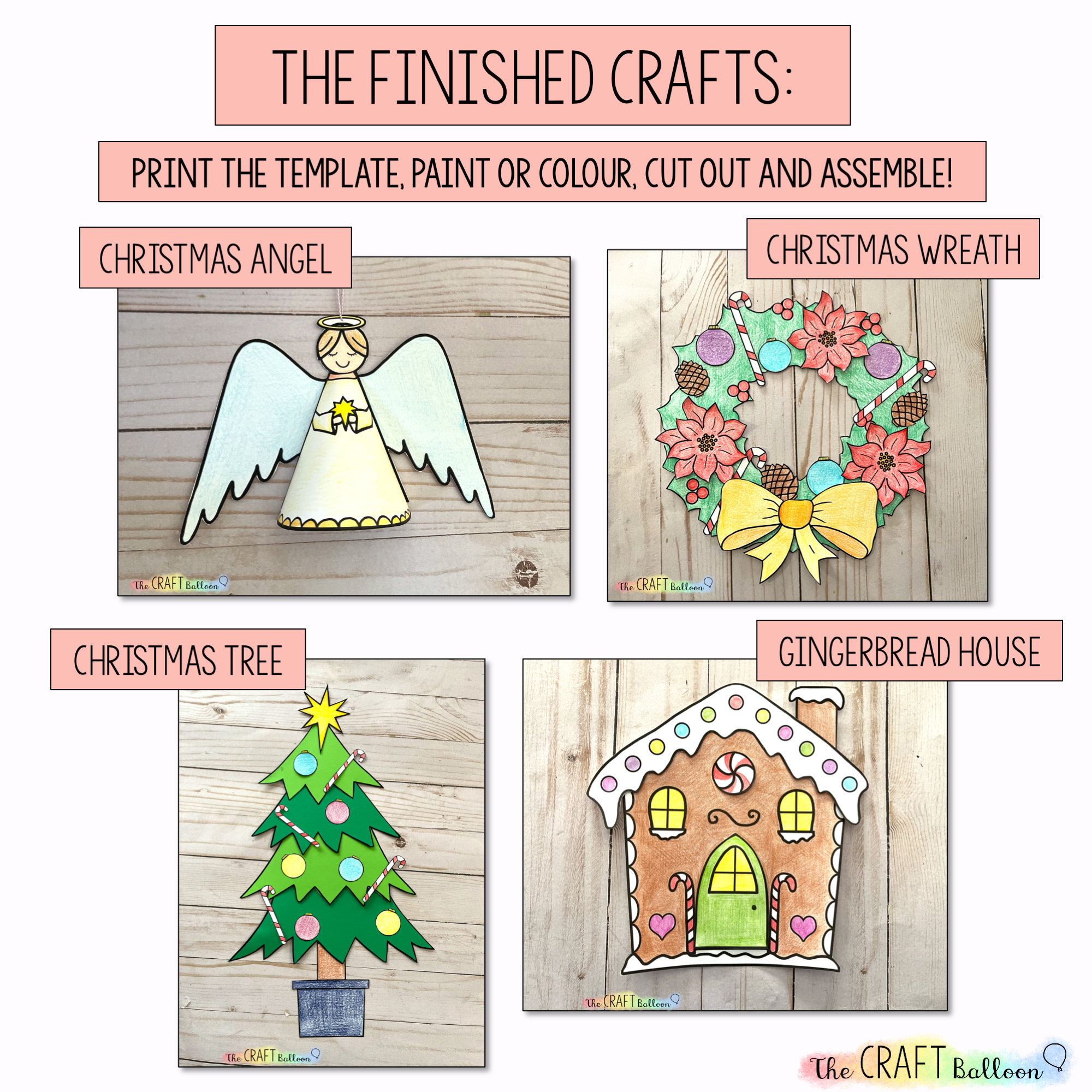 Christmas Paper Craft Bundle (printable Craft Templates) / Christmas ...