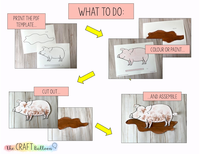 Pig in Mud Craft printable Craft Template / Printable Kids - Etsy