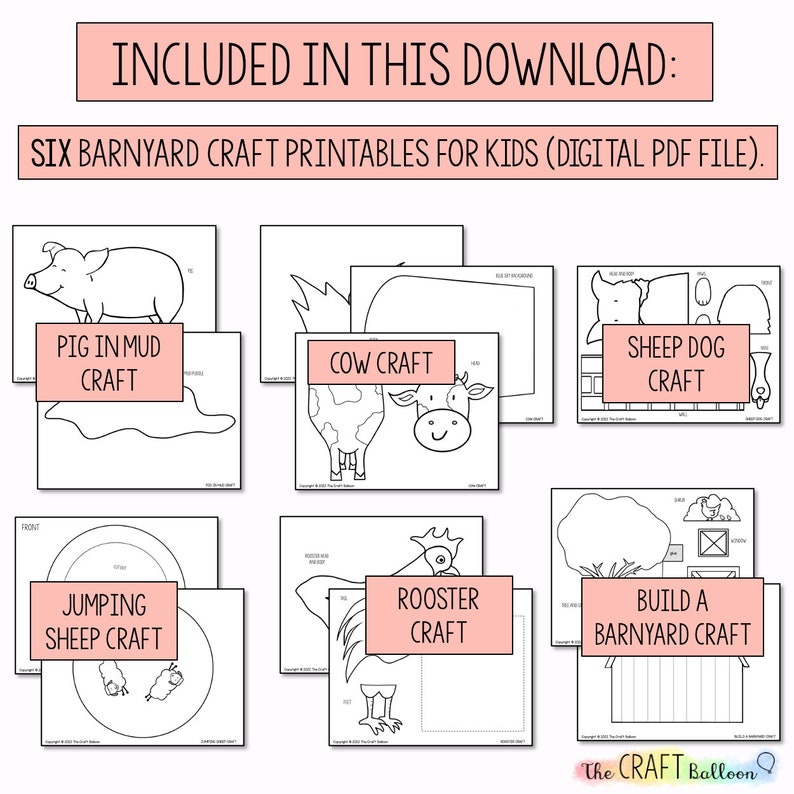 Barnyard Craft Bundle (printable Craft Templates) / PDF Digital ...