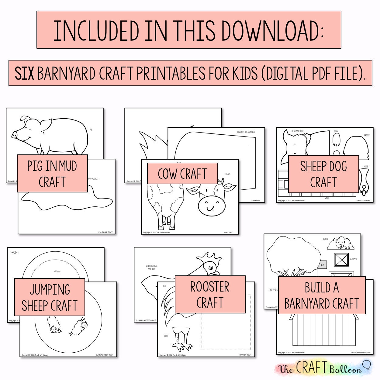 Barnyard Craft Bundle (printable Craft Templates) / PDF Digital ...