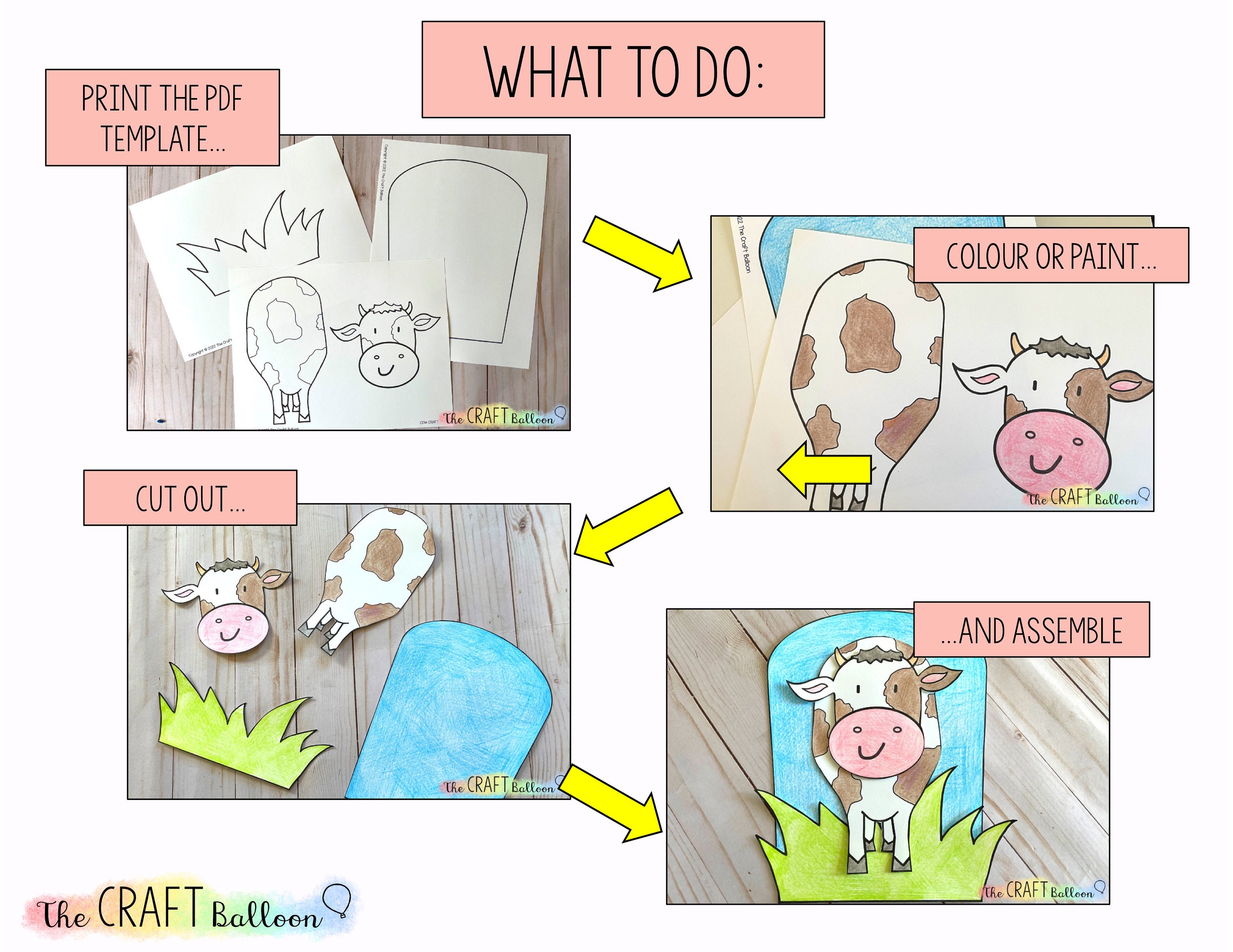 Cow Craft printable Craft Template / Printable Kids Craft - Etsy Canada