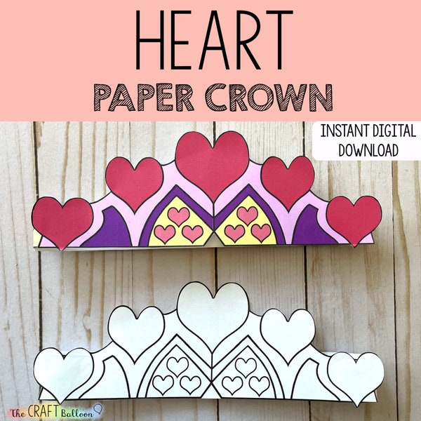 Heart Paper Crown Printable - Etsy