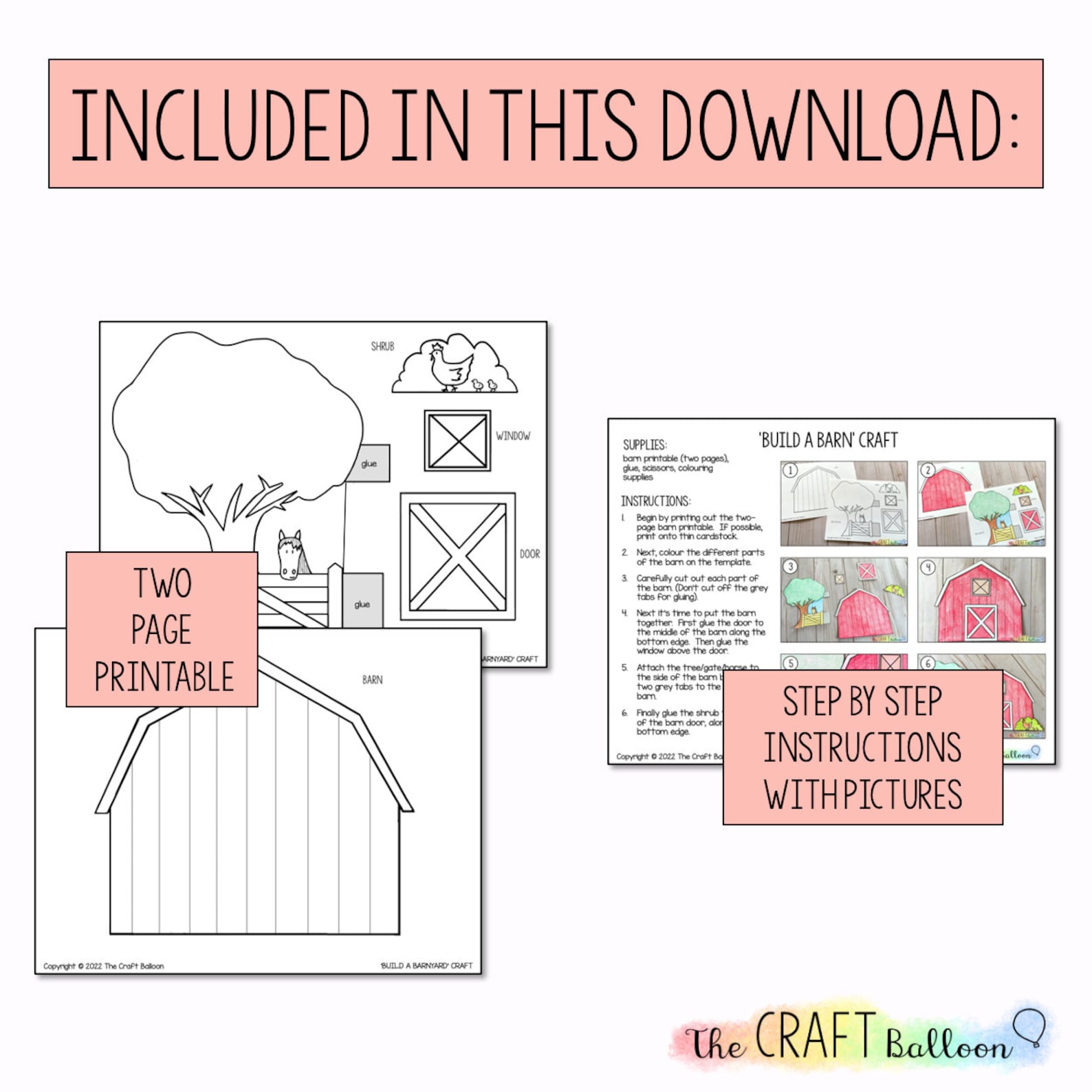 Build a Barnyard Craft (printable Template) / Printable Kids Craft ...